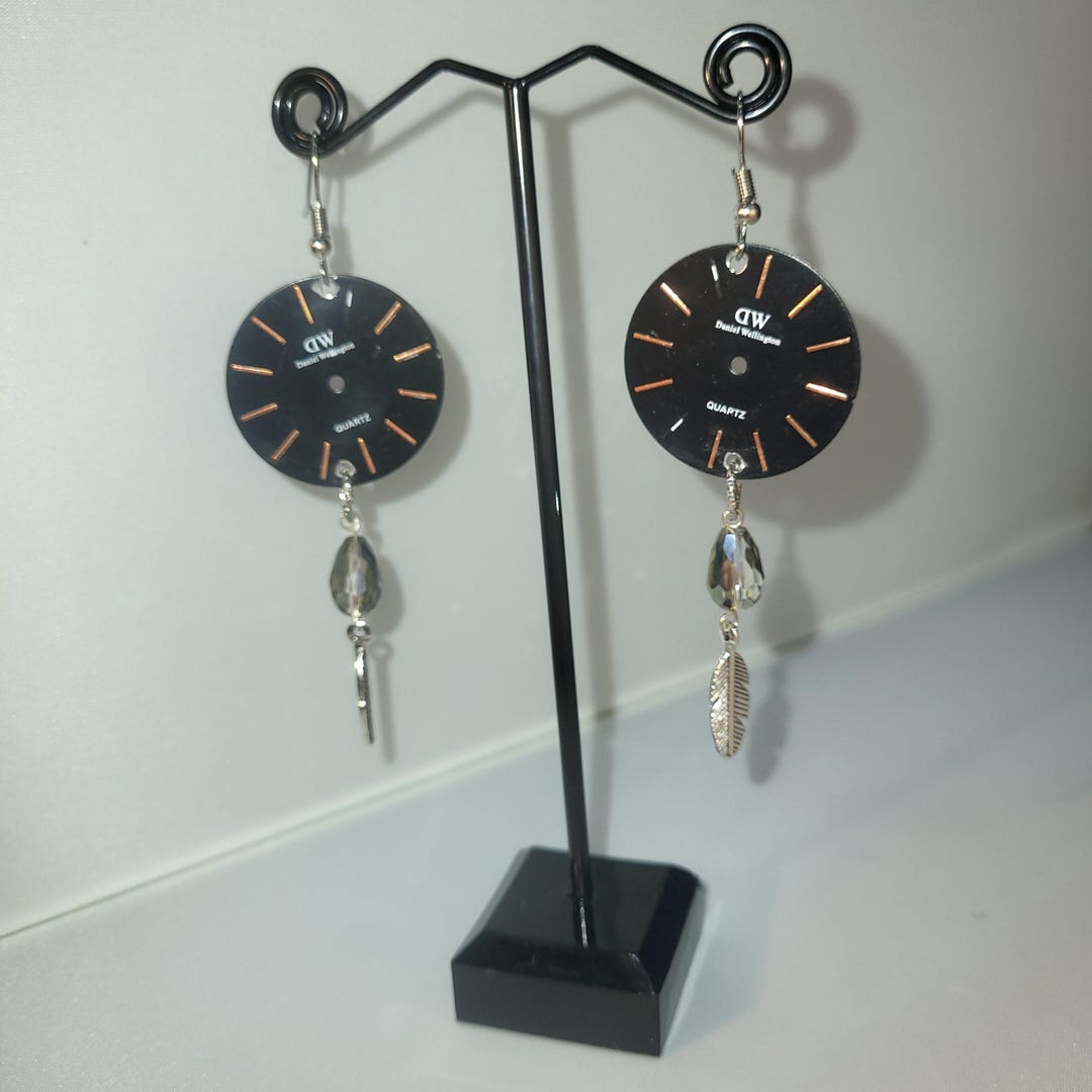 Black Watch Face Dangle Earring. Hand Crafted - Etsy