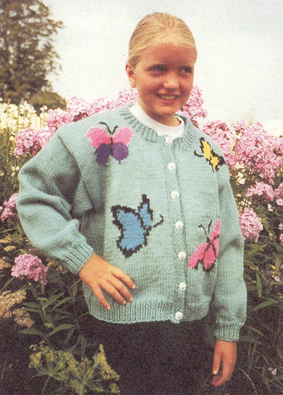 Butterfly cardigan kniting pattern children's sizes 2-10 | Etsy