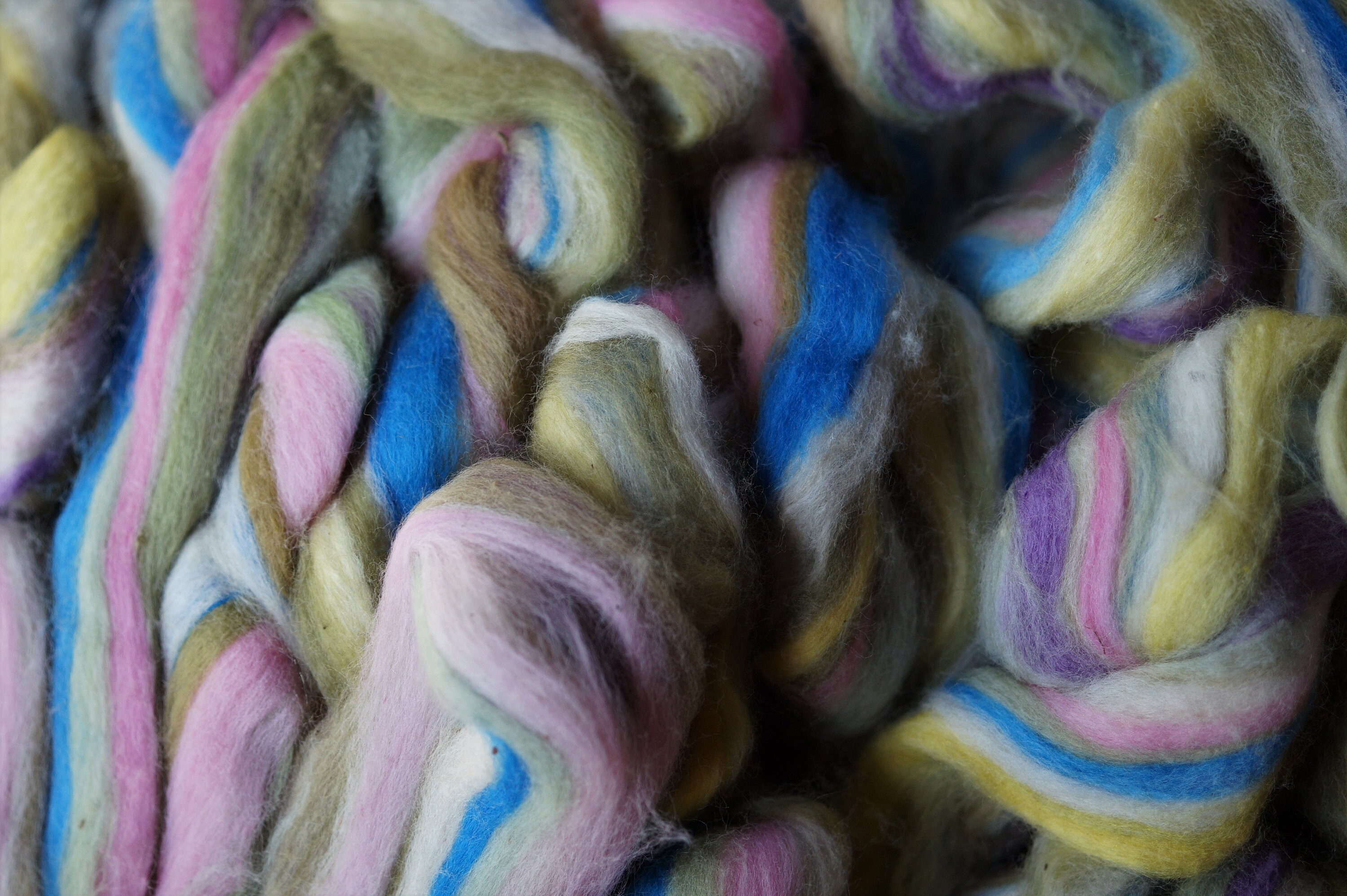 English Country Garden cotton and silk tie dyed roving for spinning ...