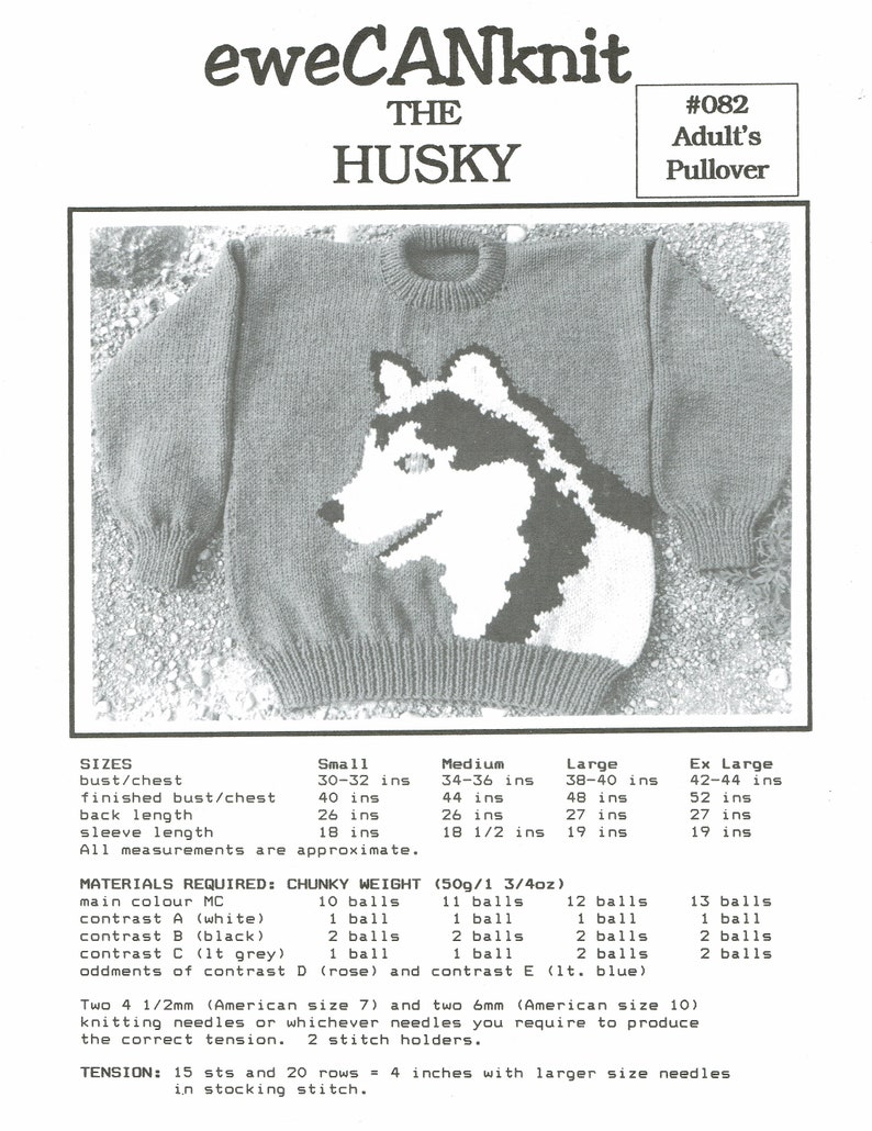 Husky Adult Knitting Pattern Digital - Etsy