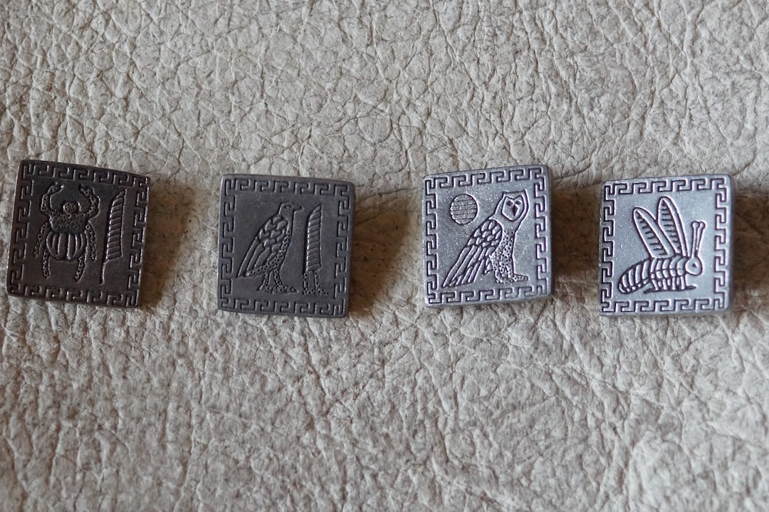 Danforth Egyptian Style Pewter Buttons Vintage Free Shipping Offer - Etsy