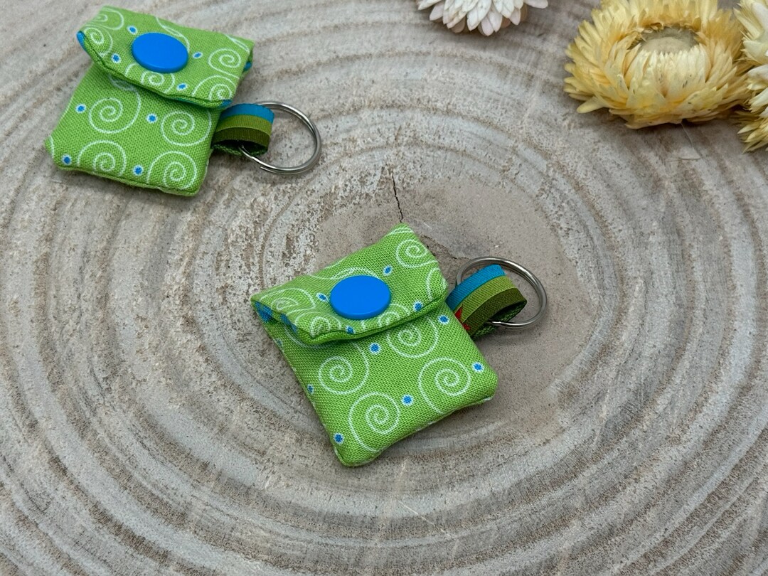Keychain Mini Bag Green With Ornamental Pattern - Etsy
