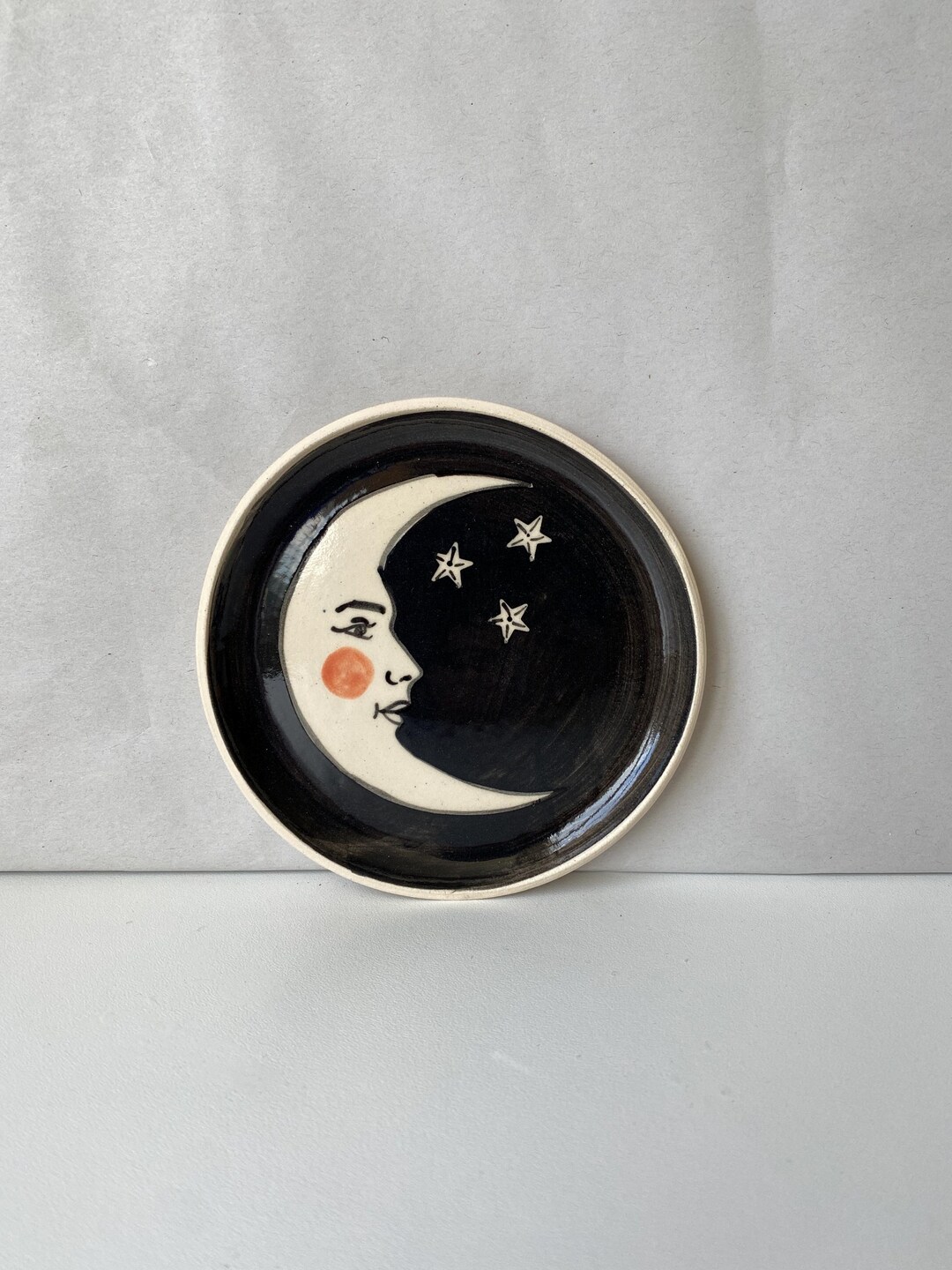 Ceramic Moon and Stars Trinket Dish, Handmade Hand Painted Stoneware ...