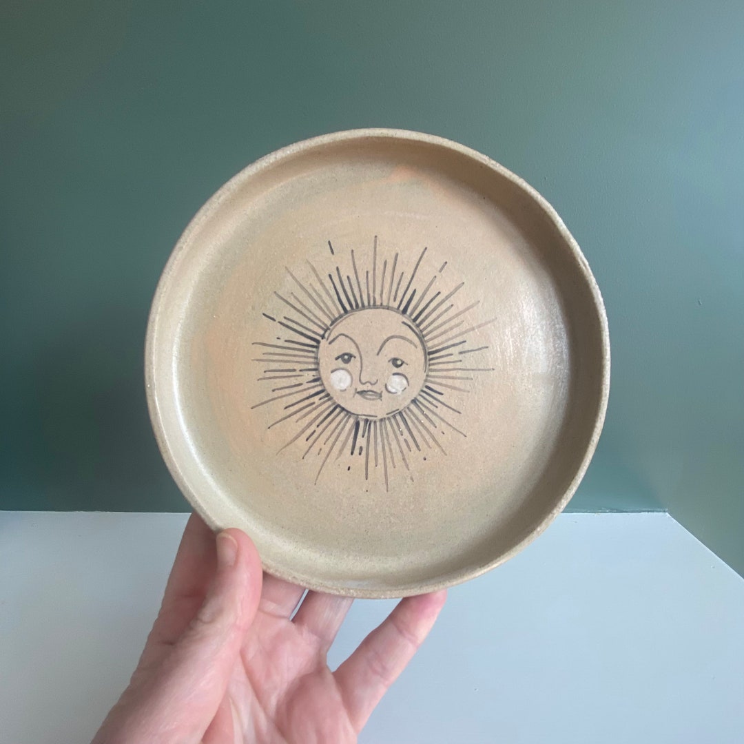 Illustrated Sun Plate, Stoneware Hand Painted Illustration - Etsy