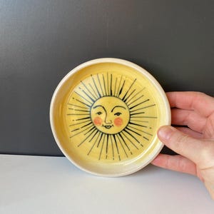 Sunshine Trinket Dish, Home Décor, Hand Painted Sun Stoneware Dish ...