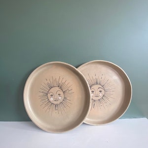 Illustrated Sun Plate Stoneware Hand Painted Illustration - Etsy