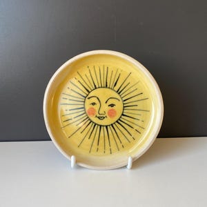 Sunshine Trinket Dish, Home Décor, Hand Painted Sun Stoneware Dish ...