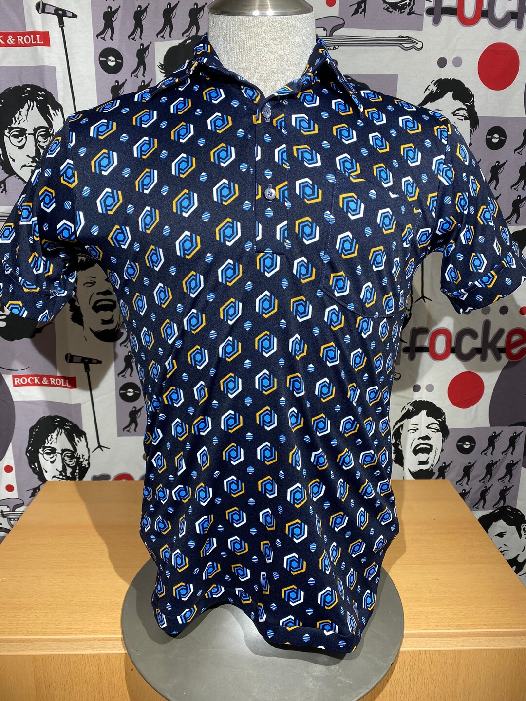 Vintage 60s 70s Geometric Pattern Retro Hippy Disco Blue Small - Etsy