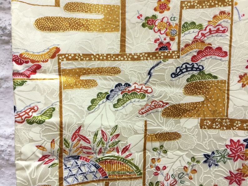 Kimono Komon Floral Vintage, Kimono Jacquard de Seda, Kimono Japonês ...