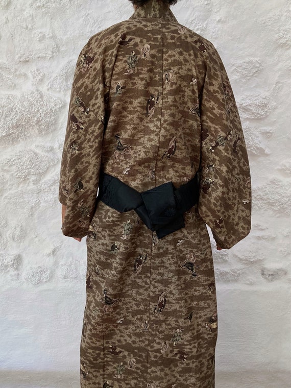 Vintage Men Juban, Samurai Wool Kimono, Handmade Japa… - Gem