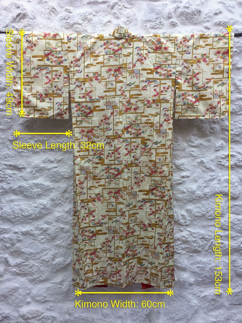 Kimono Komon Floral Vintage, Kimono Jacquard de Seda, Kimono Japonês ...