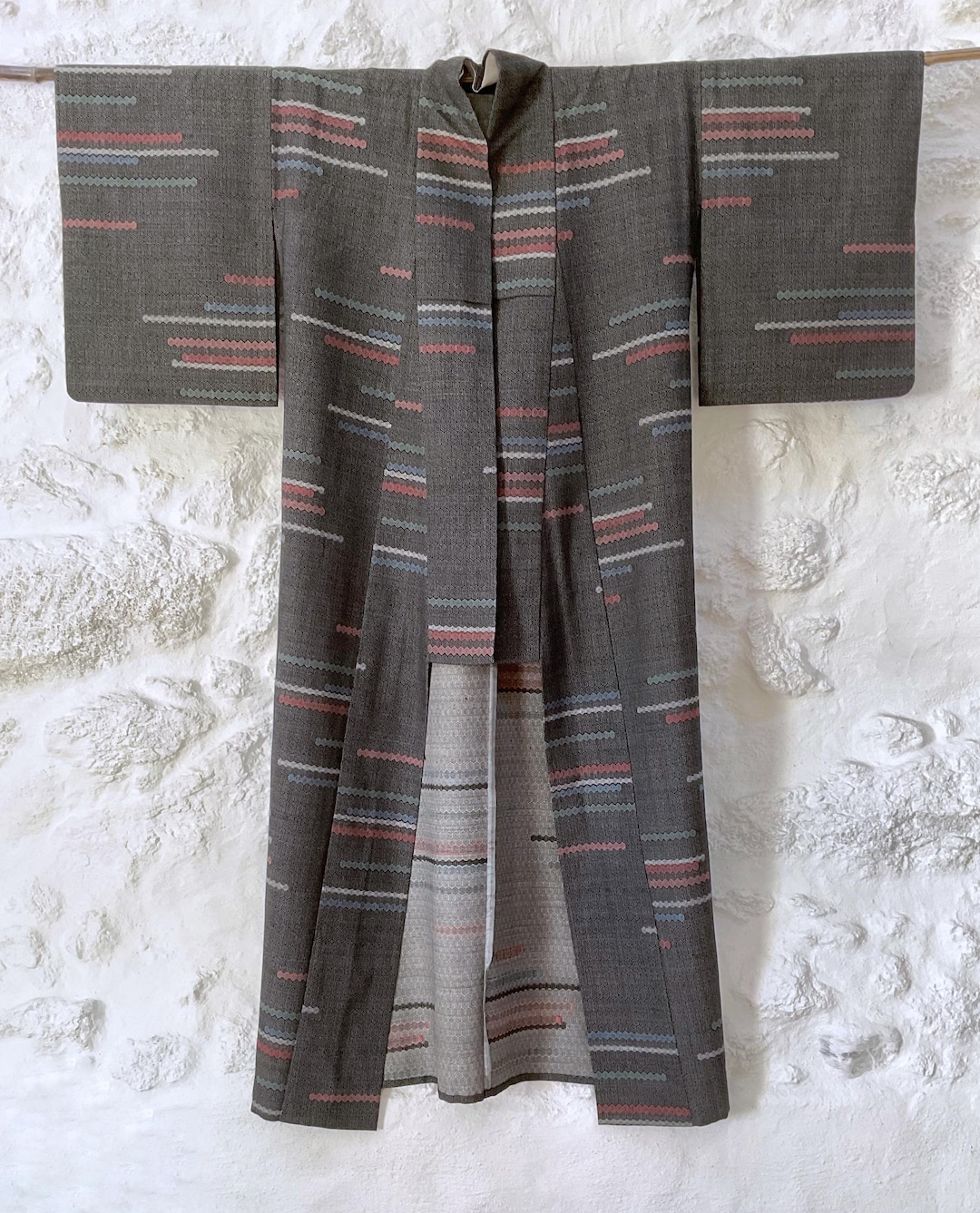 Vintage Cotton Jacquard Kimono: Small Hexagons, Handmade Japanese Robe ...