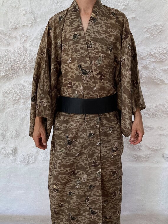 Vintage Men Juban, Samurai Wool Kimono, Handmade Japa… - Gem