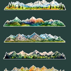Watercolor Evergreen Forest Tree Line Sticker - Waterproof Nature ...