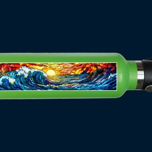 Sunset Wave Serenade Stained Glass Sticker - Waterproof Sticker for ...