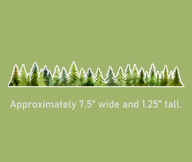 Watercolor Evergreen Forest Tree Line Sticker Waterproof Nature ...