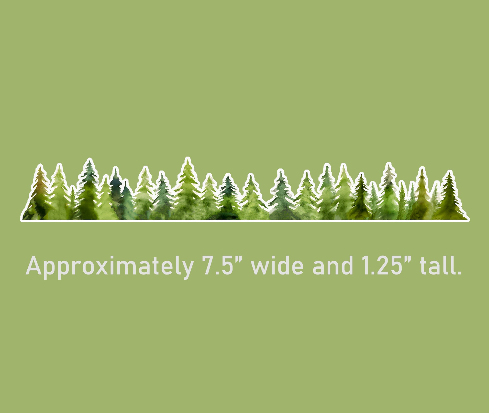 Watercolor Evergreen Forest Tree Line Sticker Waterproof Nature ...