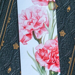 Carnation Bookmark, January Birth Month Flower Gift, Clove Pink Floral ...