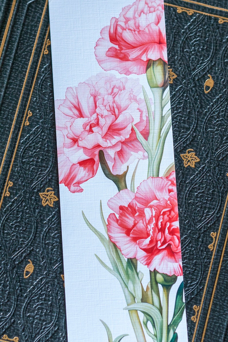 Carnation Bookmark January Birth Month Flower Gift Clove - Etsy