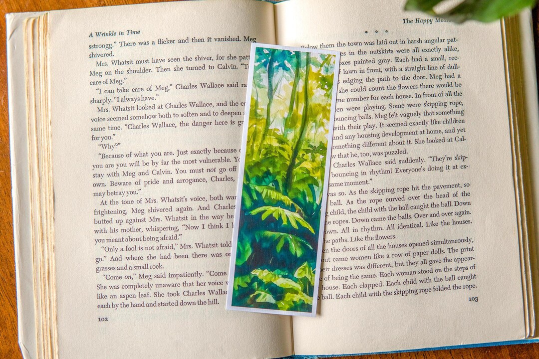 Tropical Rainforest Bookmark, Leafy Green Jungle Landscape, Nature ...