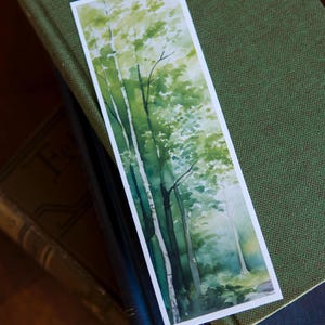 Pretty Green Bookmark, Foliage Watercolor, Cute Peaceful Trees ...