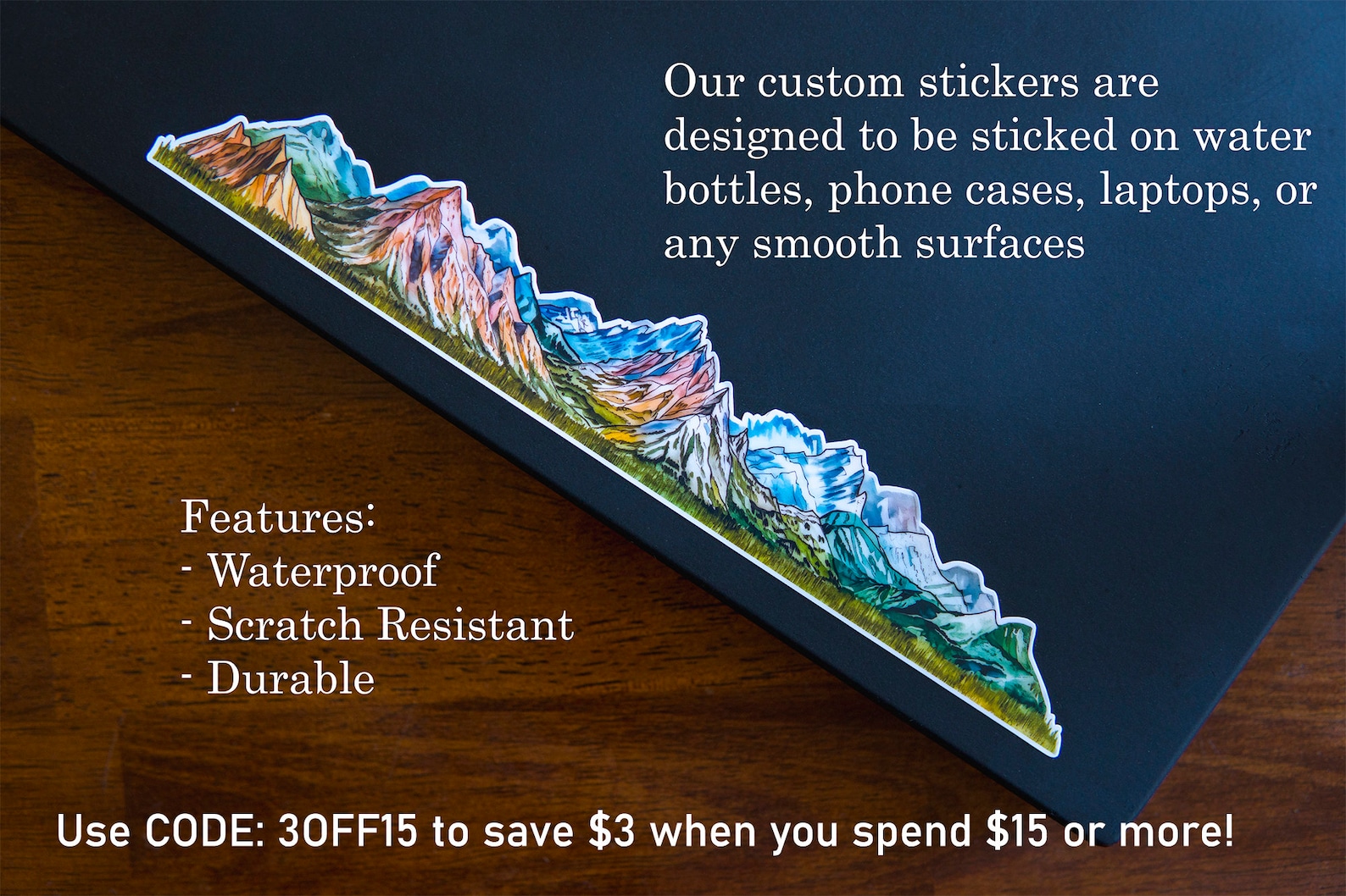 Alpine Landscape Sticker Waterproof Outdoorsy Mountain Sticker, Water ...