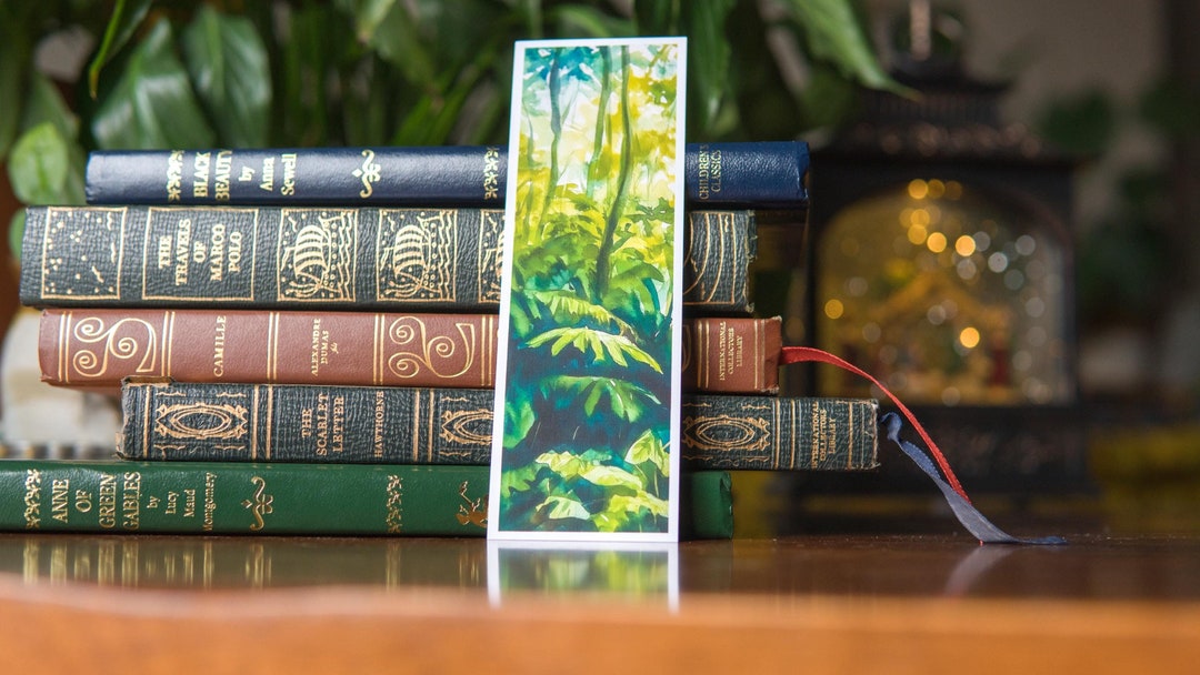 Tropical Rainforest Bookmark, Leafy Green Jungle Landscape, Nature ...