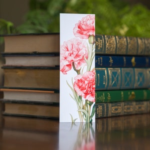 Carnation Bookmark, January Birth Month Flower Gift, Clove Pink Floral ...