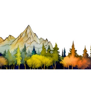 Autumn Mountain Forest Landscape Sticker - Waterproof Outdoorsy ...