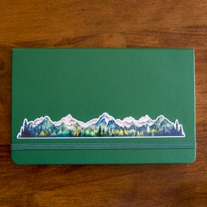 Watercolor Mountain Forest Landscape Sticker - Waterproof Nature ...
