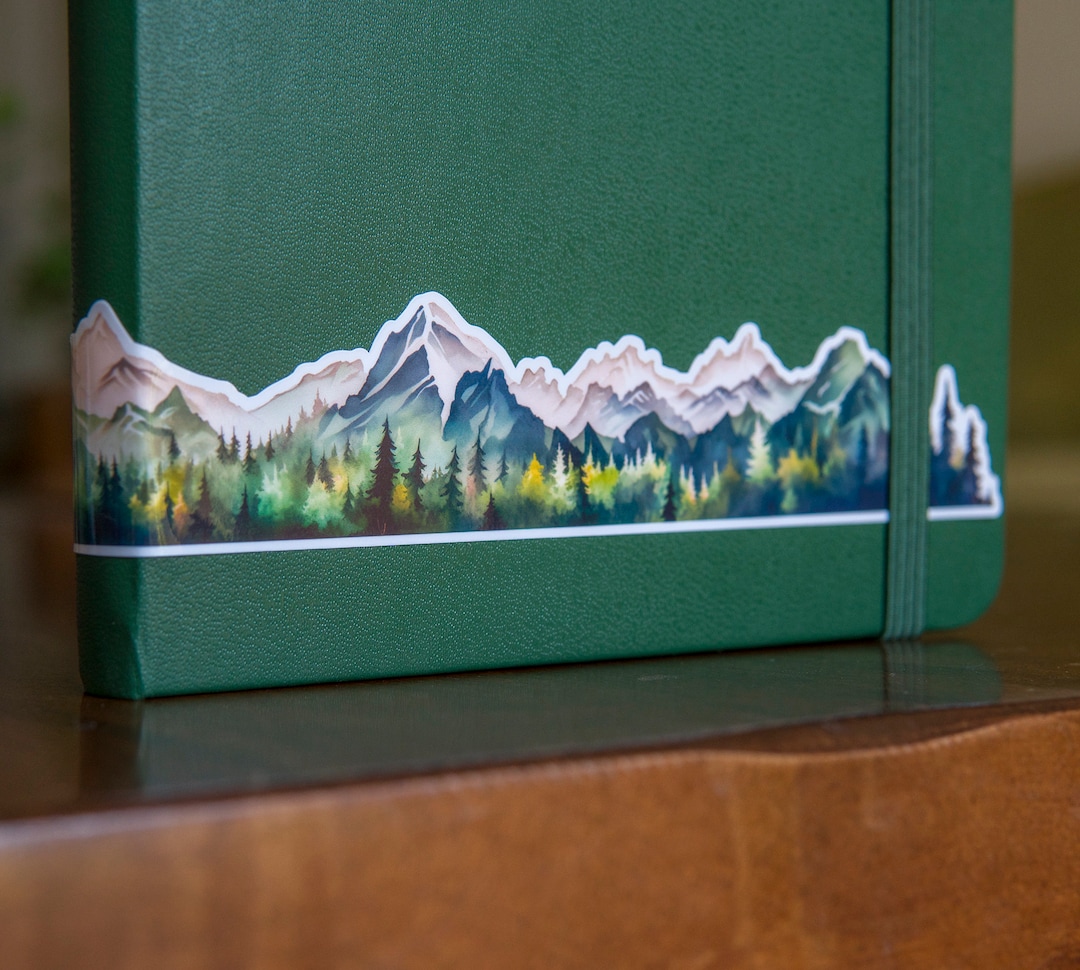 Watercolor Mountain Forest Landscape Sticker - Waterproof Nature ...