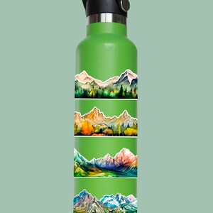 Watercolor Mountain Forest Landscape Sticker - Waterproof Nature ...