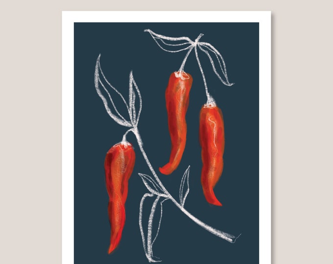 Chilli Botanical Print Art Print Kitchen Art - Etsy