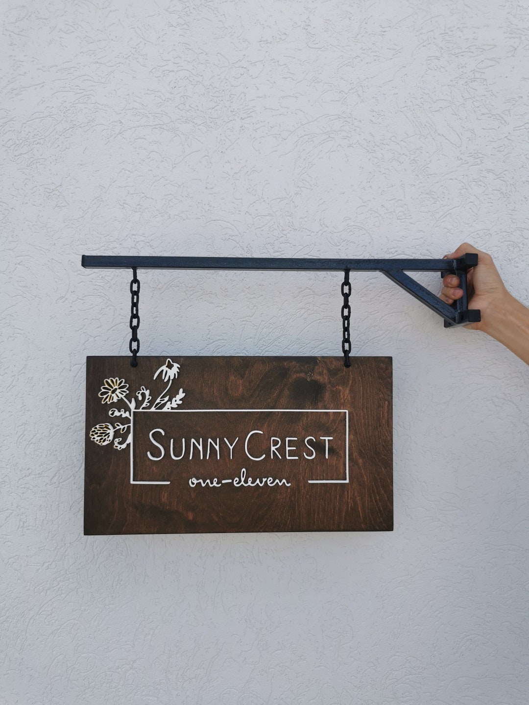 Custom Metal Sign Bracket With Chains – Personalized Handcrafted Sign ...