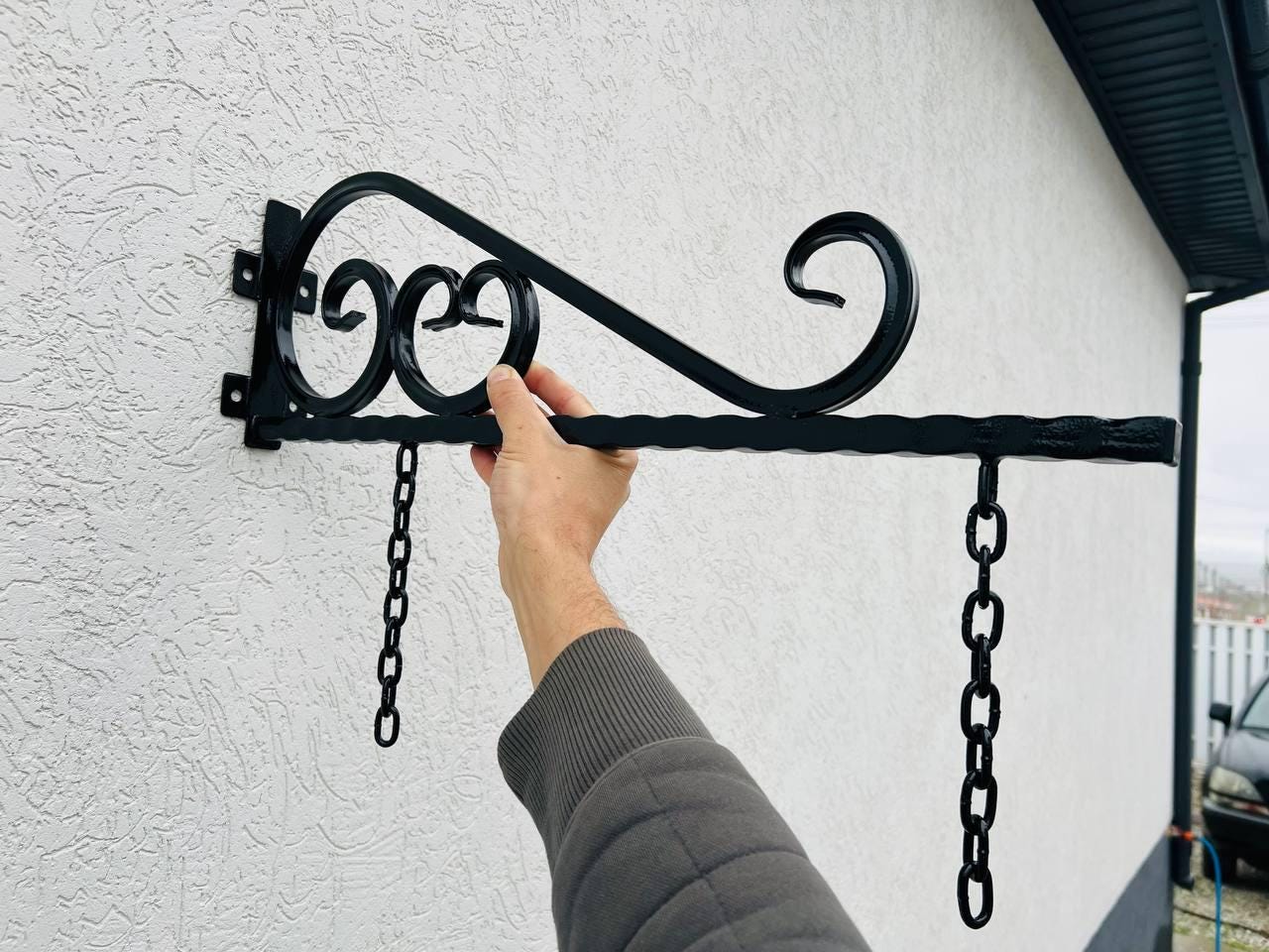 Industrial Metal Sign Bracket: Custom Wall Hanging With Chains - Etsy