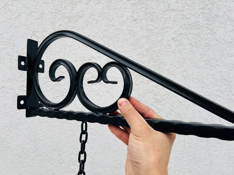 Handcrafted Metal Sign Bracket With Chains: Industrial Wall Hanging - Etsy