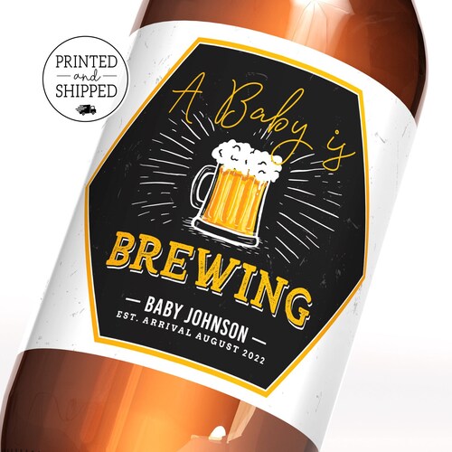Printed Baby is Brewing Beer Bottle Label Pregnancy | Etsy
