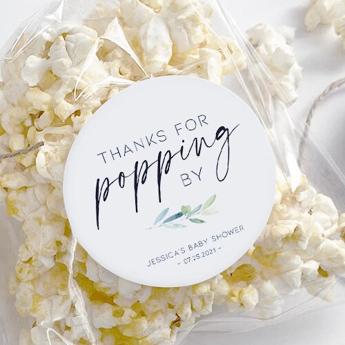 Printed Glossy Circle Labels Thanks for Popping by Popcorn | Etsy