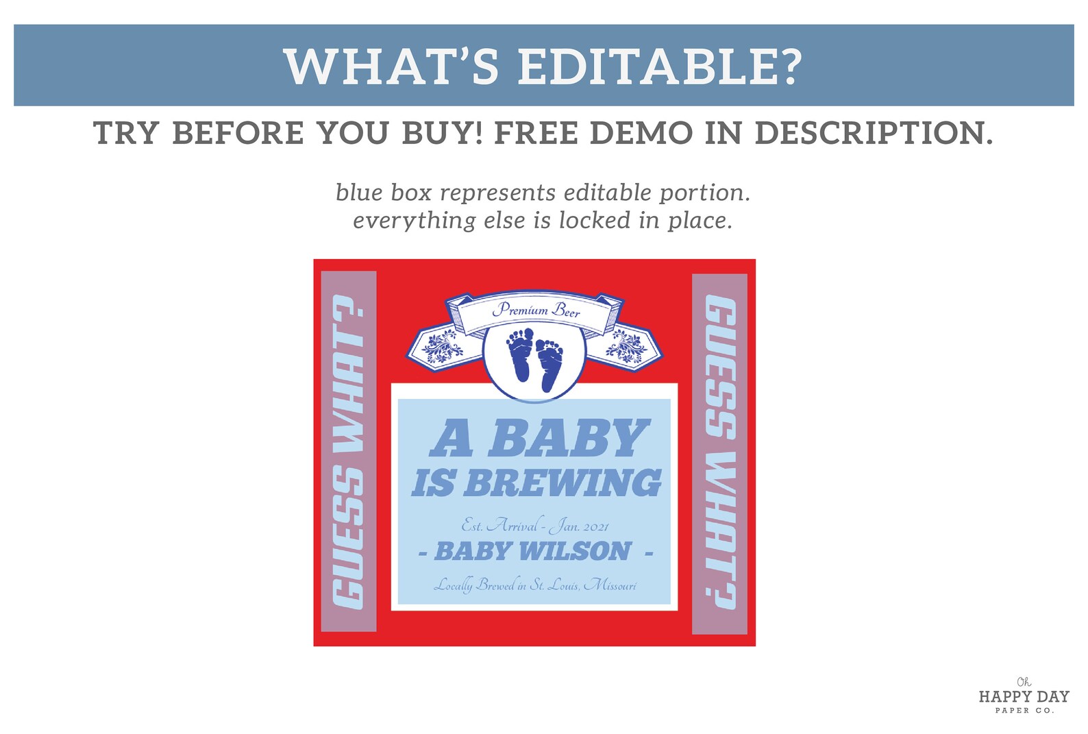 Printable Baby is Brewing Beer Label Template • Editable Printable ...