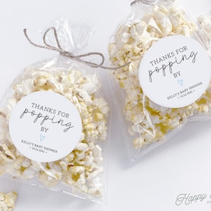 Printed Glossy Circle Labels Thanks for Popping by Popcorn Bag Labels ...