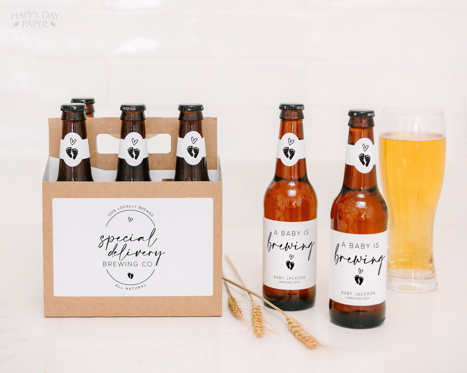 Baby Announcement Beer Label With Optional Carrier A Baby is Brewing ...