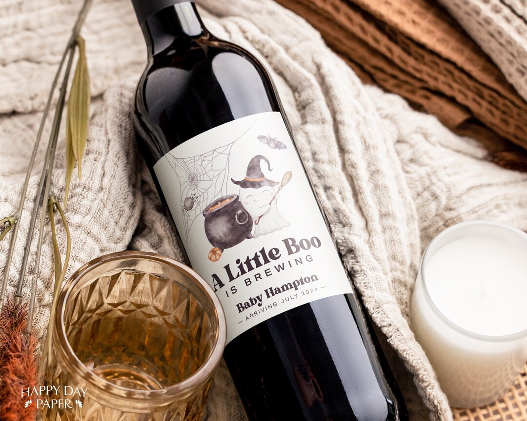 A Little Boo is Brewing Halloween Pregnancy Announcement Label Fall ...