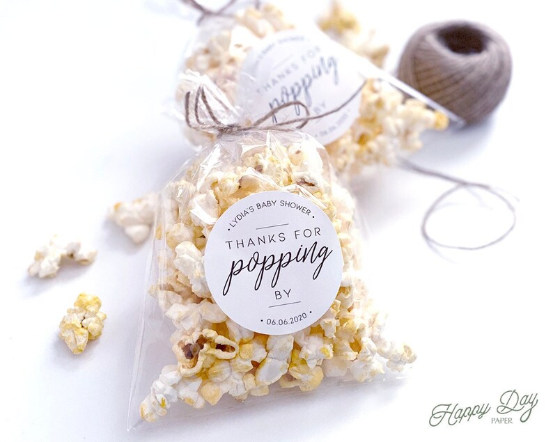 Printed Glossy Circle Labels Thanks for Popping by Popcorn - Etsy
