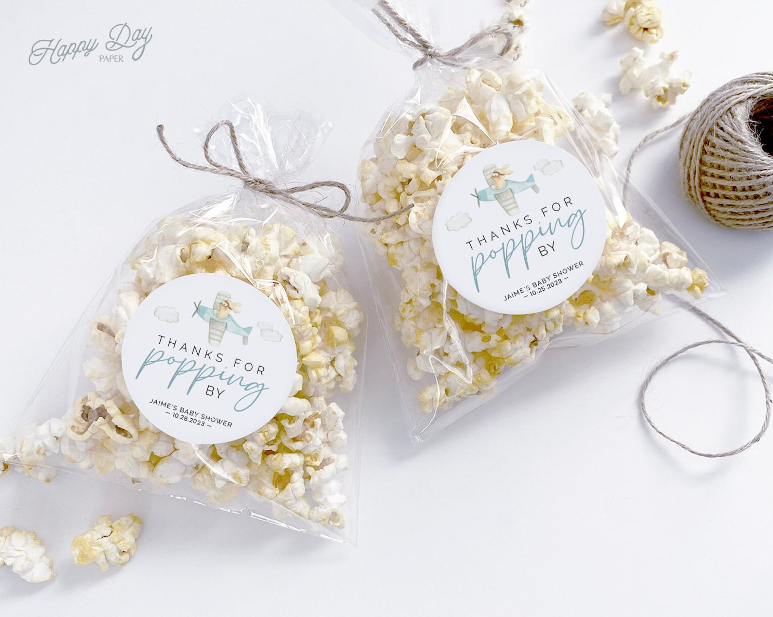 Circle Labels for Popcorn Favor Bags Thanks for Popping by - Etsy