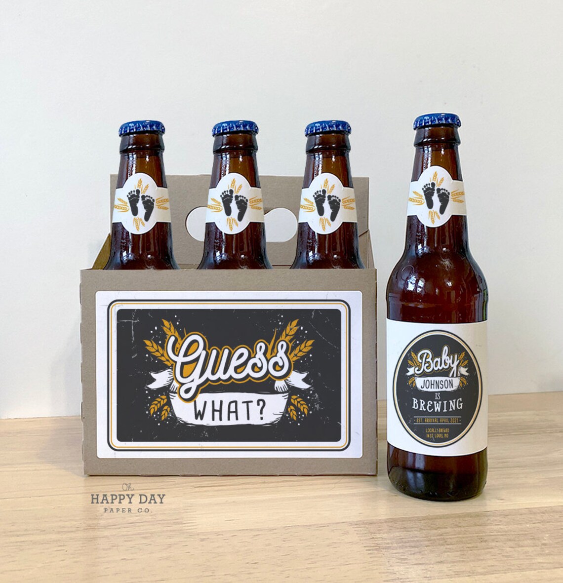 Baby Announcement Baby Is Brewing Beer Labels & Optional | Etsy