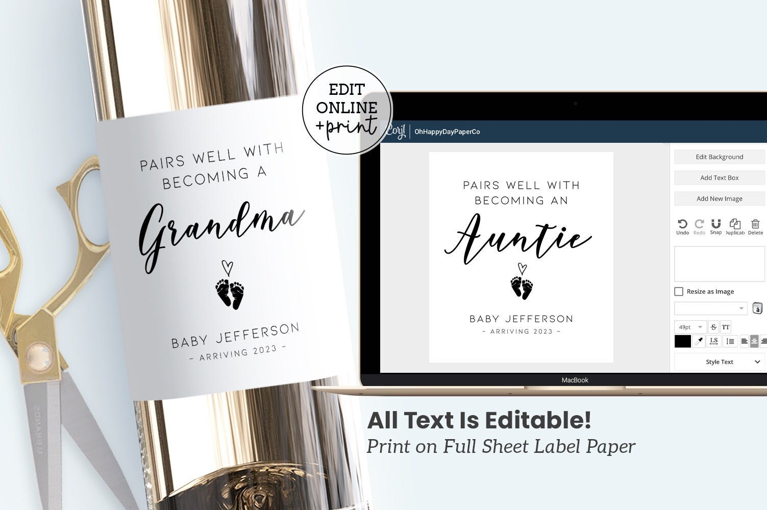 Printable Baby Announcement Label Template Pairs Well With - Etsy