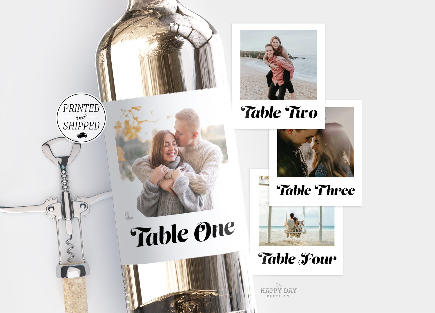 Glossy Wedding Table Number Wine Labels With Photo Glossy | Etsy