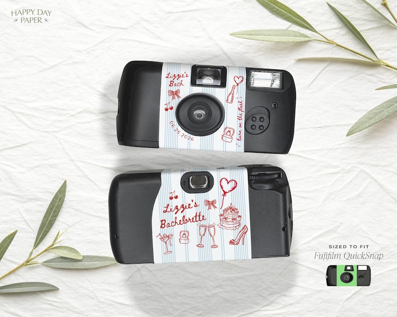 Coquette Wrap for Disposable Camera Bachelorette Party • Label Only ...