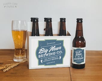 Baby Announcement Beer Label With Optional Carrier • A Baby is Brewing ...