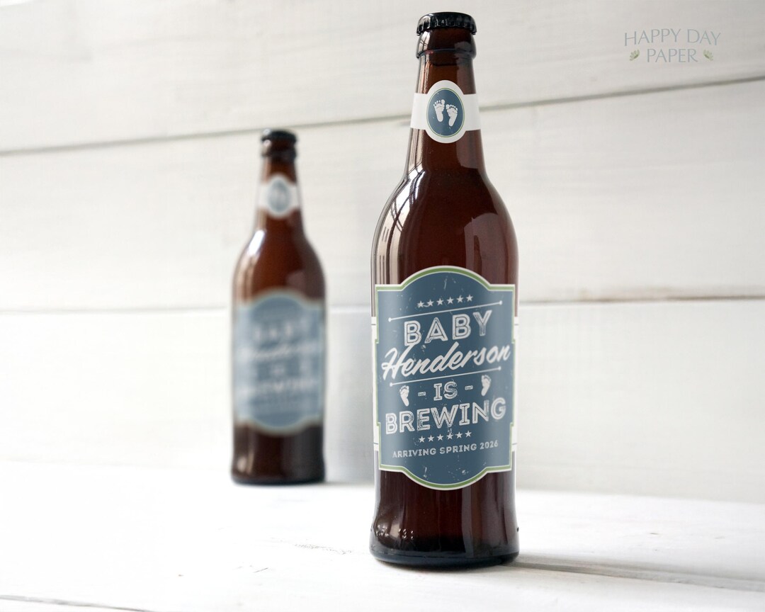 New Glossy Baby Announcement Beer Label Glossy Die-cut Shape Beer Label ...
